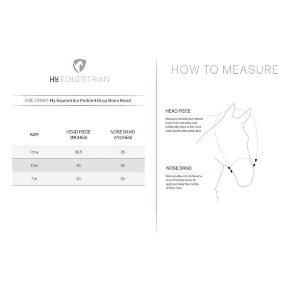 Hy Equestrian Padded Drop Nose Band Leather Noseband Black/Brown Pony ...